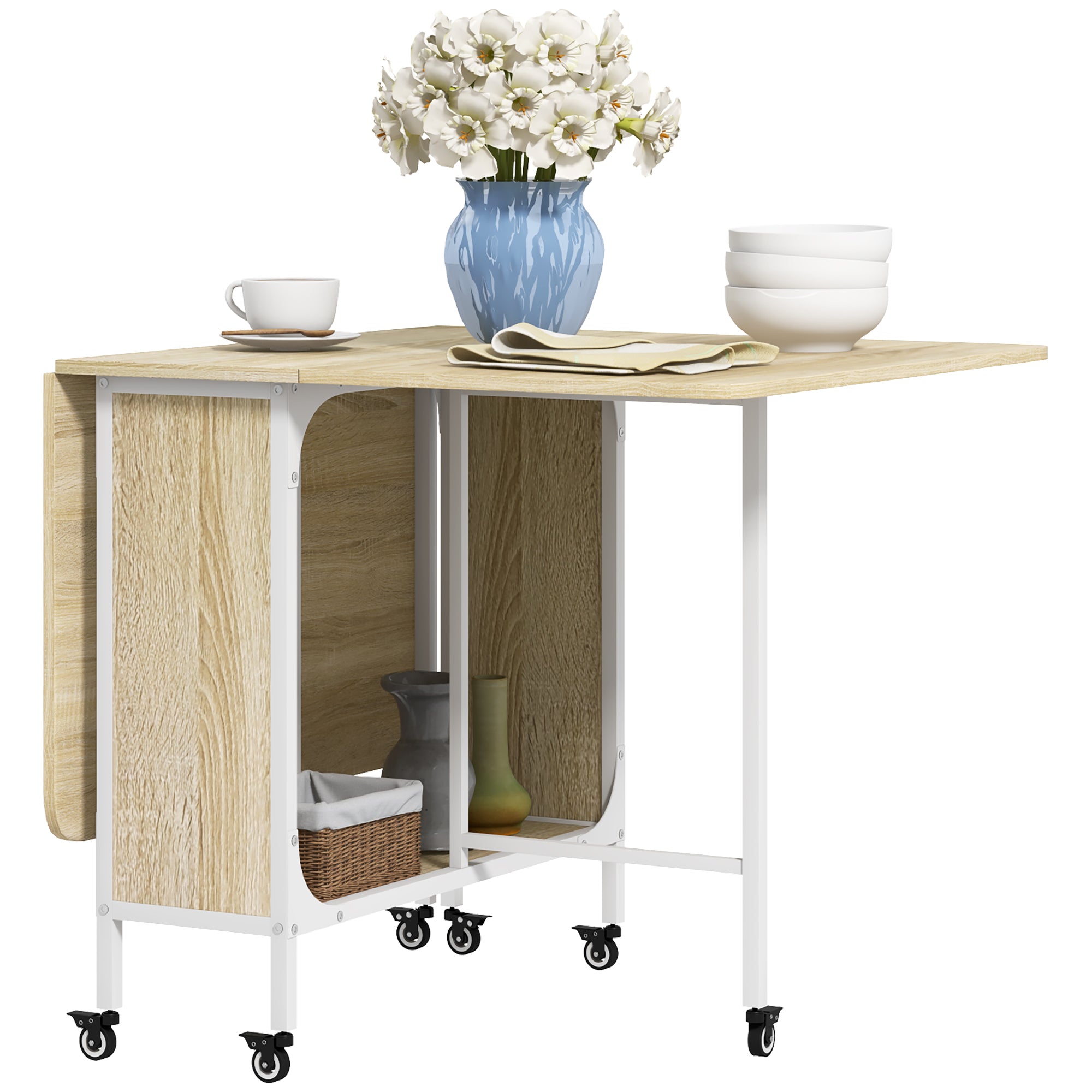 Space-Saving Mobile Drop Leaf Table for Small Spaces | HOMCOM