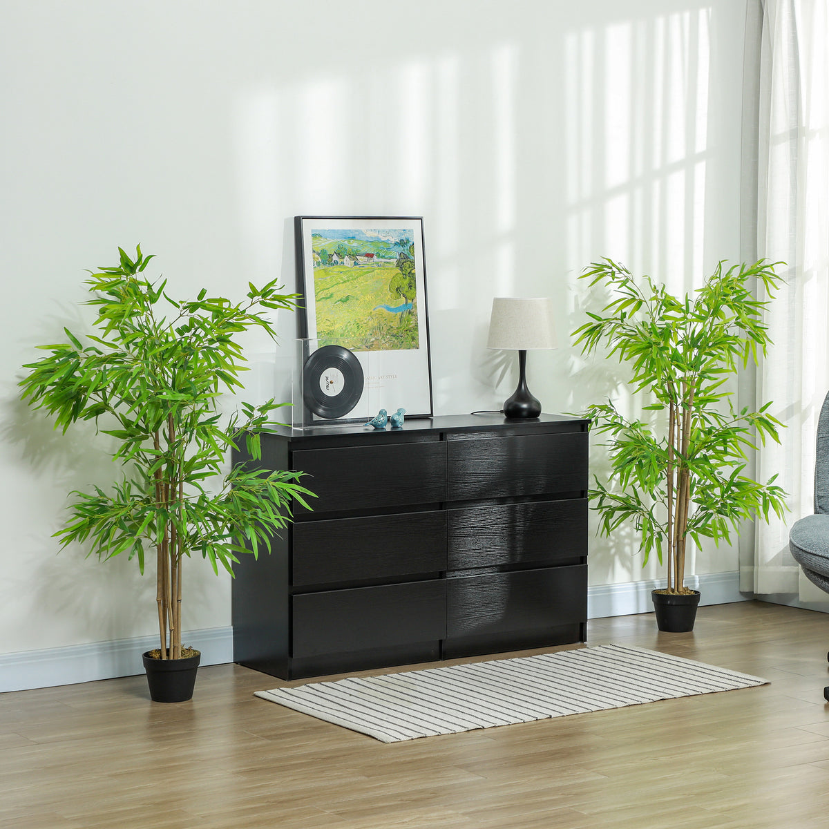 HOMCOM Artificial Bamboo Tree Set of 2, 5ft Tall Fake Tree with ...