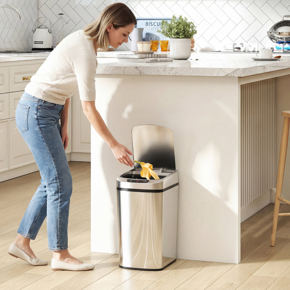 HOMCOM 12L Sensor Bin, Automatic Touchless Motion Sensor Kitchen Bin ...