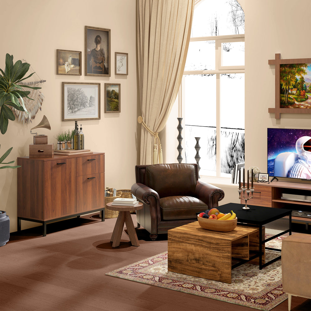 Stylish Nesting Tables Set of 2 - Industrial Design | HOMCOM - Black