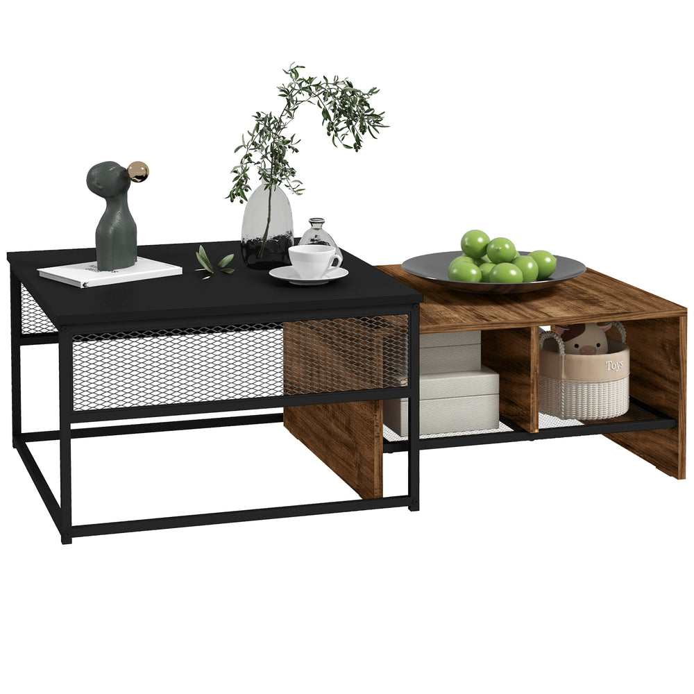 Stylish Nesting Tables Set of 2 - Industrial Design | HOMCOM - Black