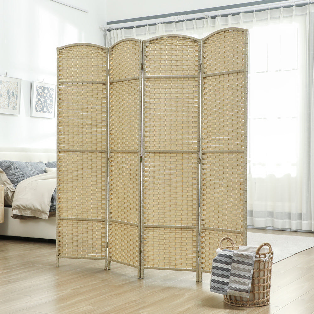 HOMCOM Room Divider, 4 Panel Folding Privacy Screen, 5.6' Tall ...