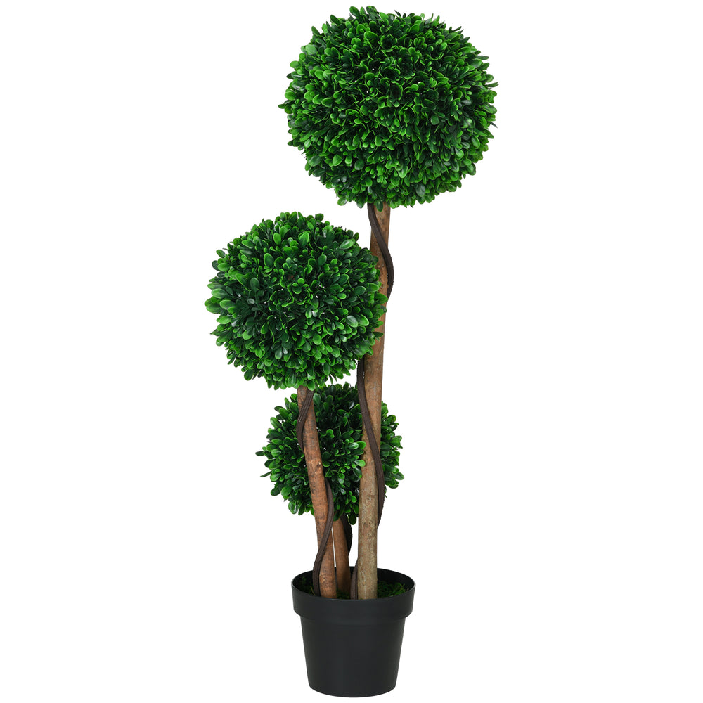 Vibrant Triple Ball Topiary Plant - 3.5ft | HOMCOM Green