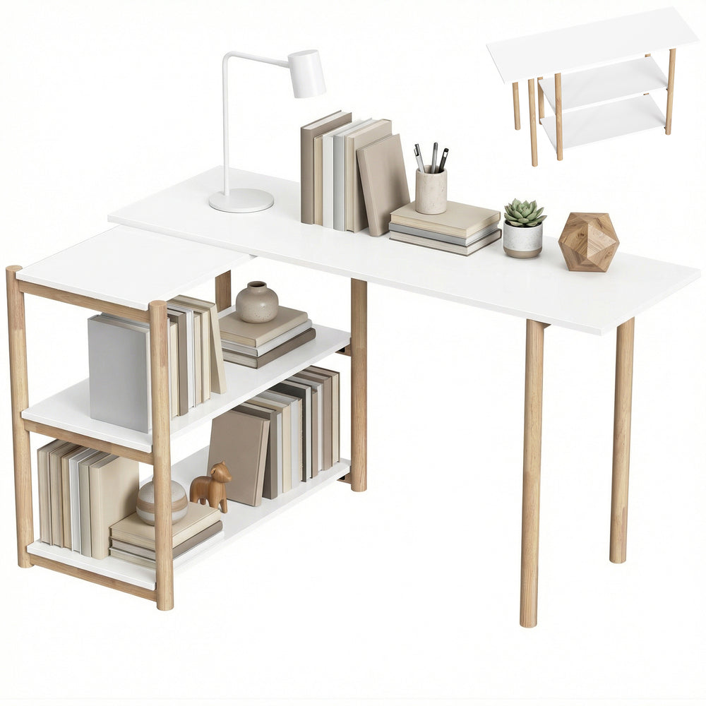 HOMCOM Computer Desk, Modern Writing Desk with Storage Shelves and ...