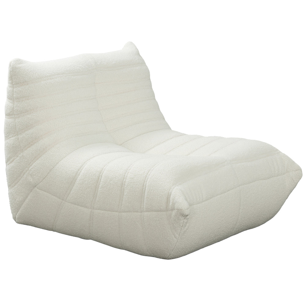 Tufted Teddy Fleece Bean Bag Sofa w/ Back Support for Bedroom, Cream ...