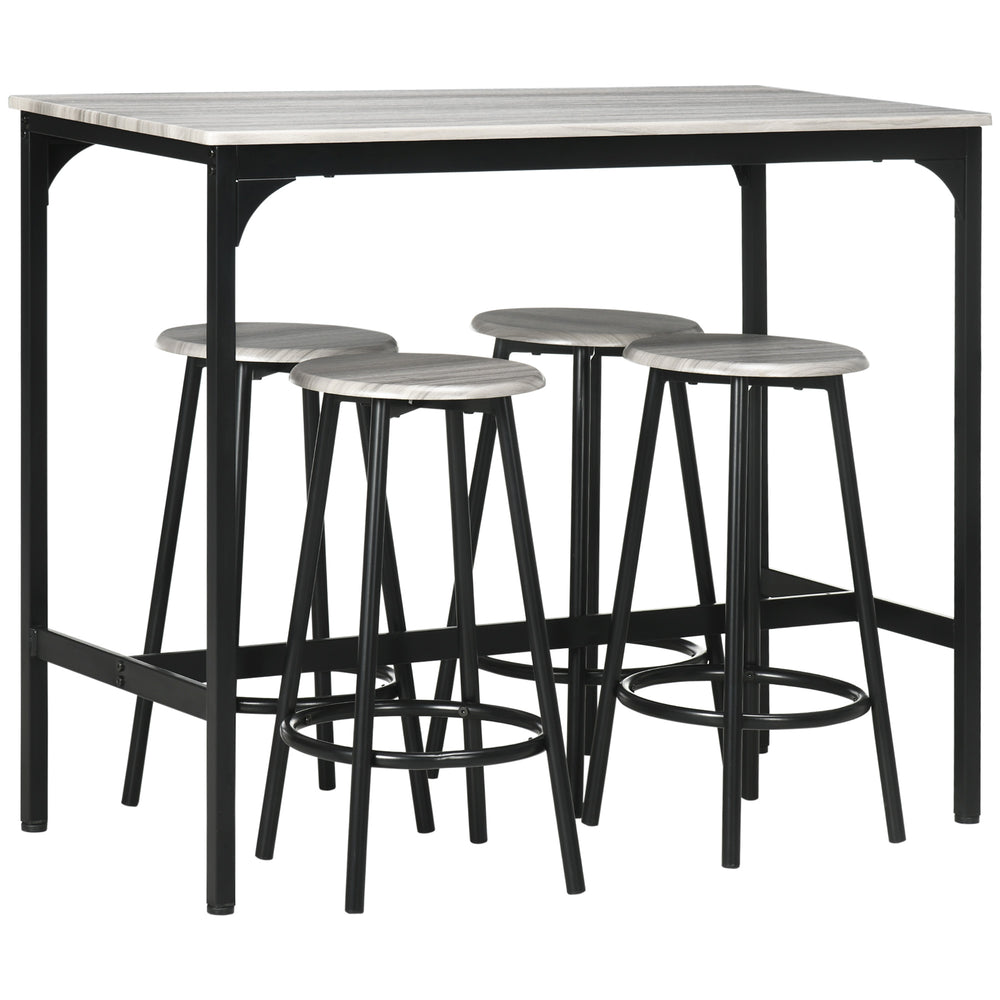 5 Piece Rustic Counter Height Set - Gray | HOMCOM