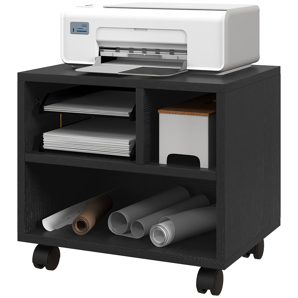 2-Tier Printer Stand with Storage, Under Desk Printer Cart on Wheels ...
