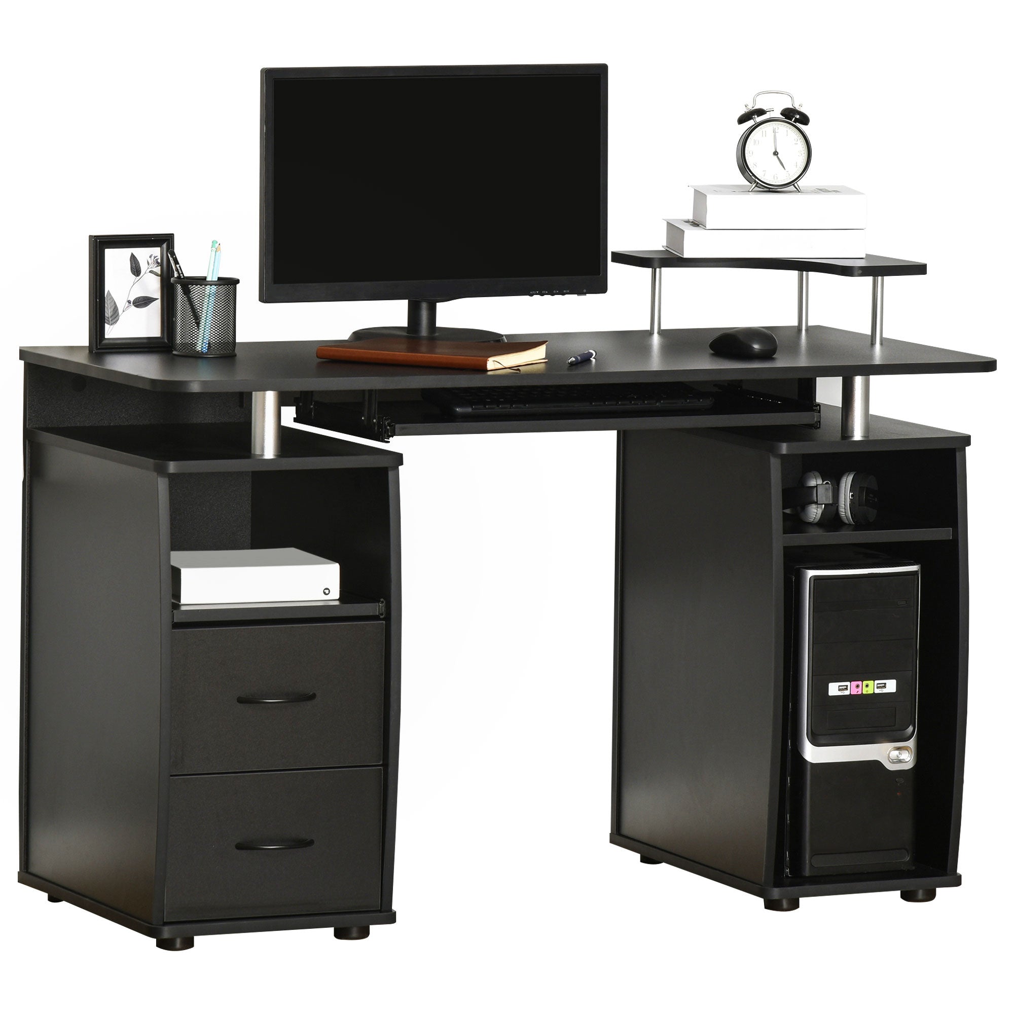 Computer Desk Office PC Table Black | HOMCOM