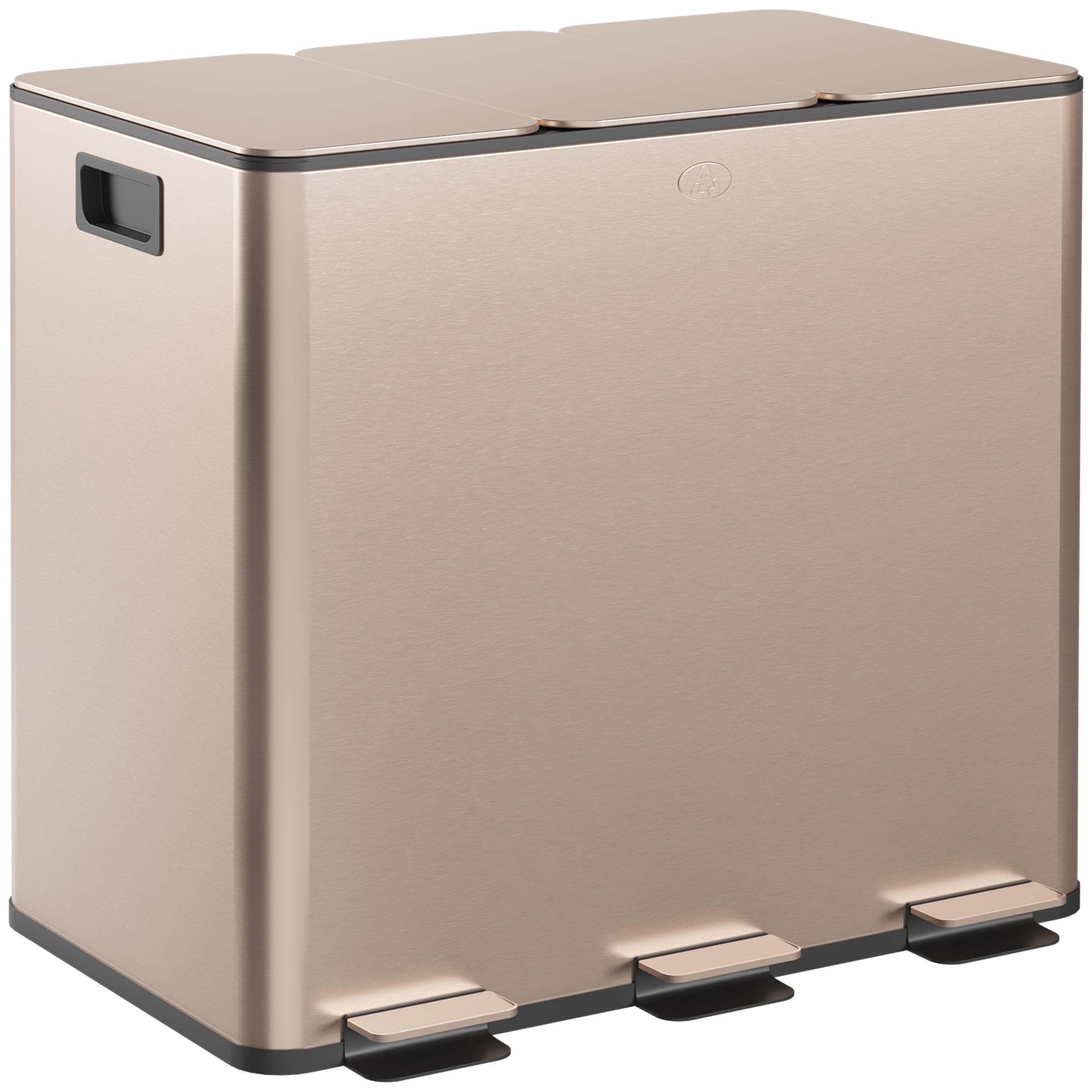 Triple Kitchen Bin - 3x15L Pedal Stainless Steel | HOMCOM Silver