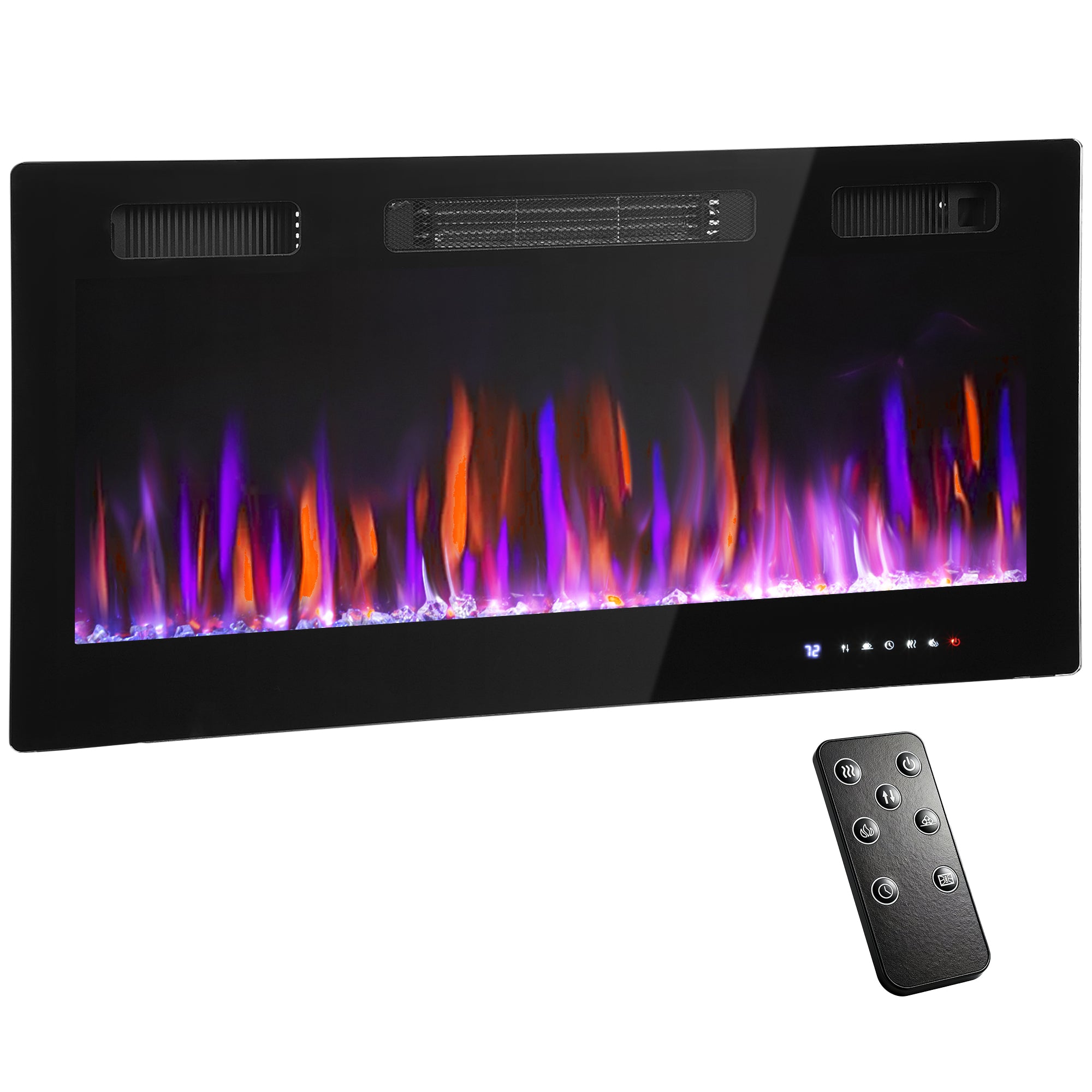 HOMCOM 91cm/36" Electric Fireplace, Ultra-Slim Wall Mounted and ...