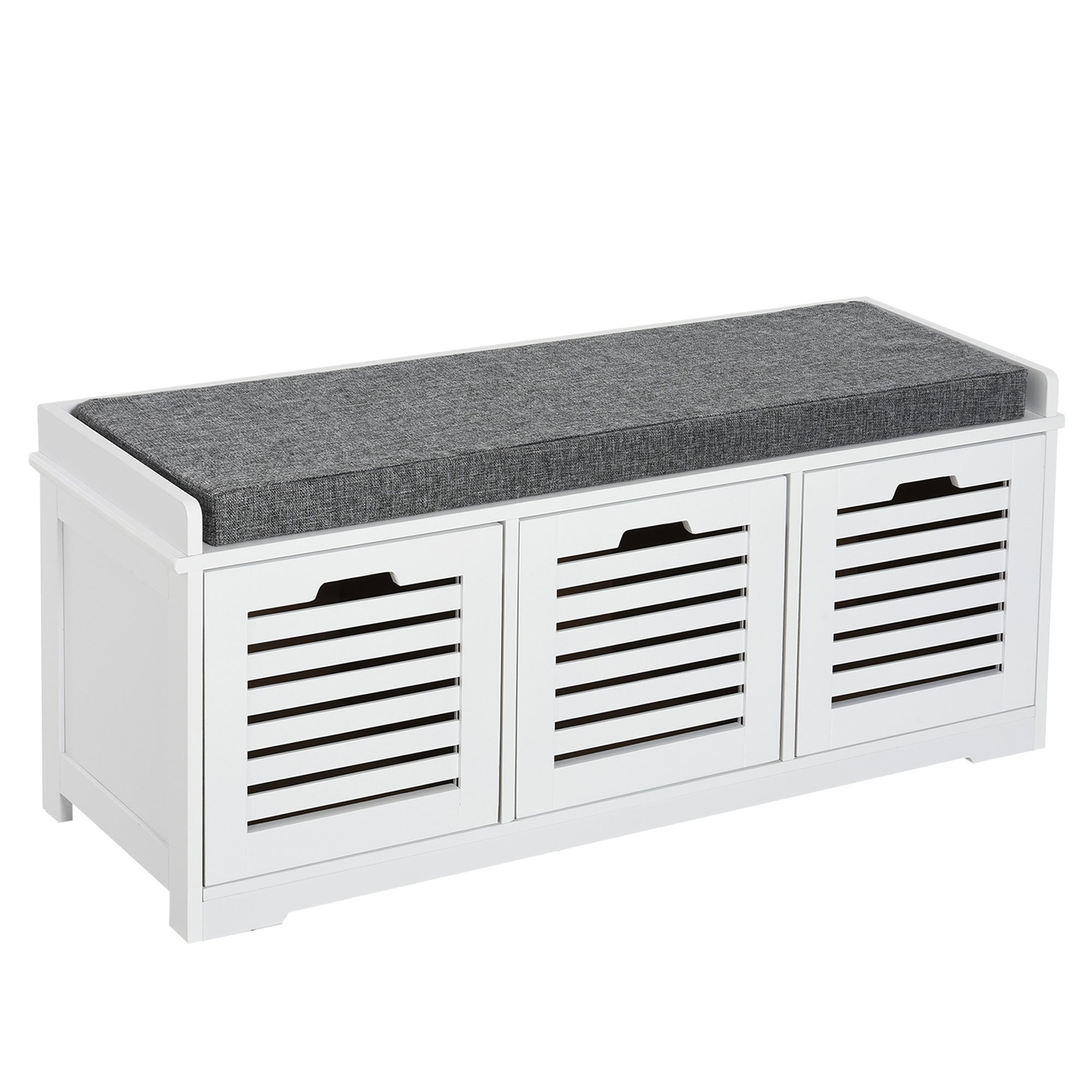 Upholstered Shoe Cabinet Storage Bench with Padded Cushion, with 3 dra
