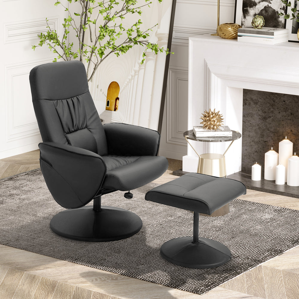 Executive Recliner Chair High Back and Footstool Armchair Lounge Seat ...
