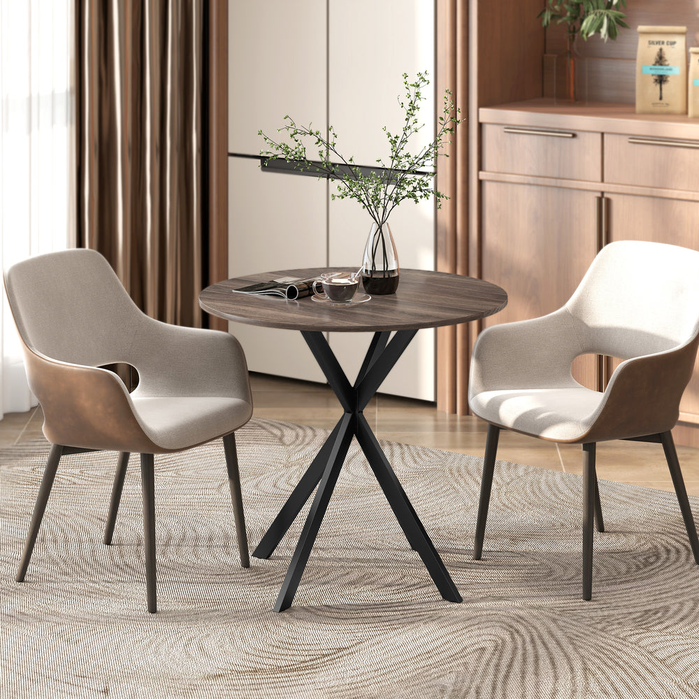 HOMCOM 80cm Round Dining Table, Industrial Kitchen Table with Cross ...