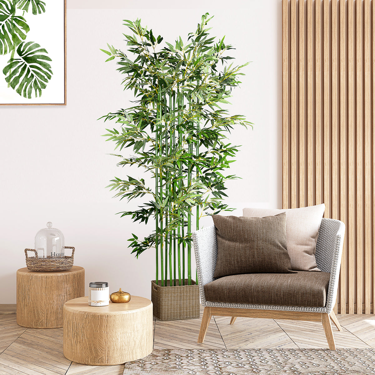 HOMCOM 5ft Tall Artificial Bamboo Tree, Fake Bamboo Plant with ...