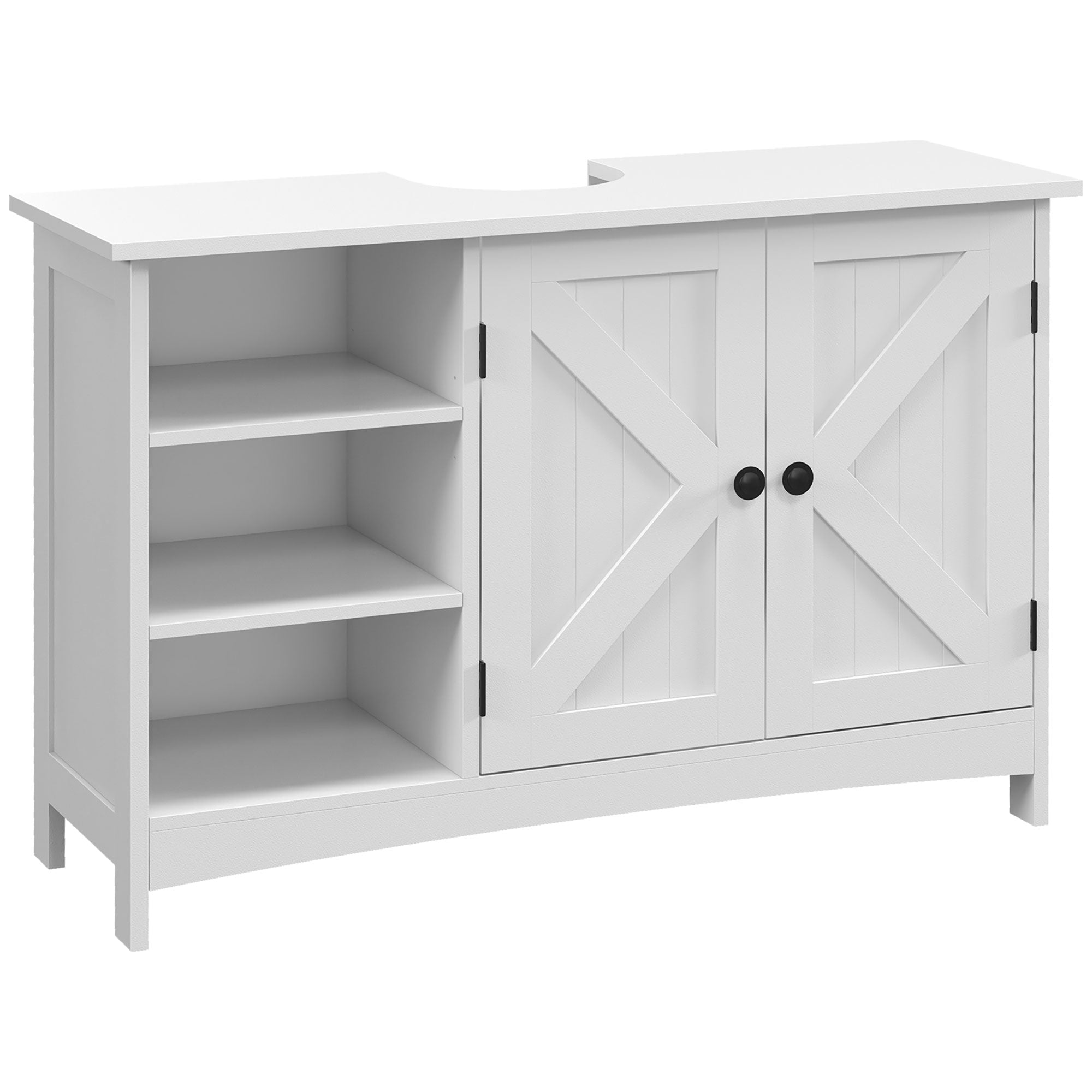 HOMCOM Under-Sink Bathroom Vanity 35.4" W with Double Doors, White