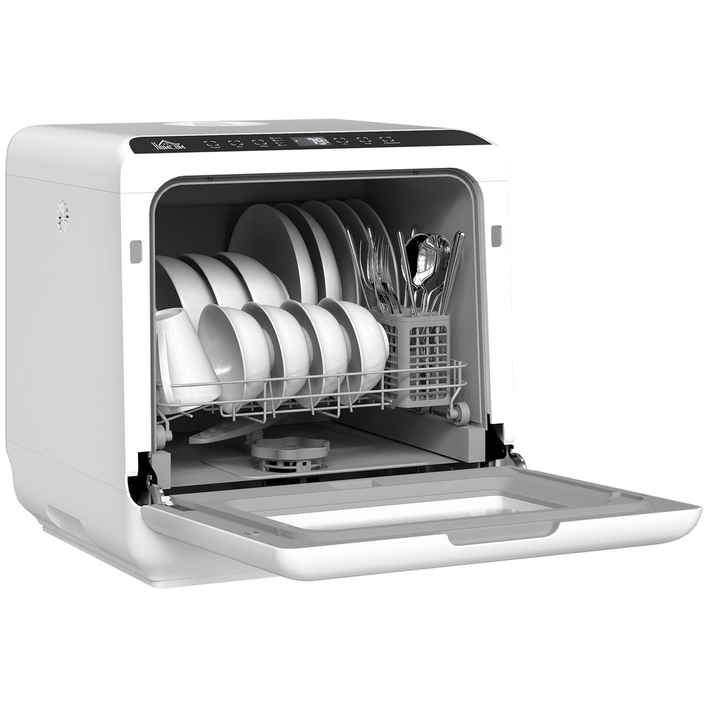 HOMCOM Tabletop Dishwasher, Mini Countertop Dishwasher with Built-in 6L ...