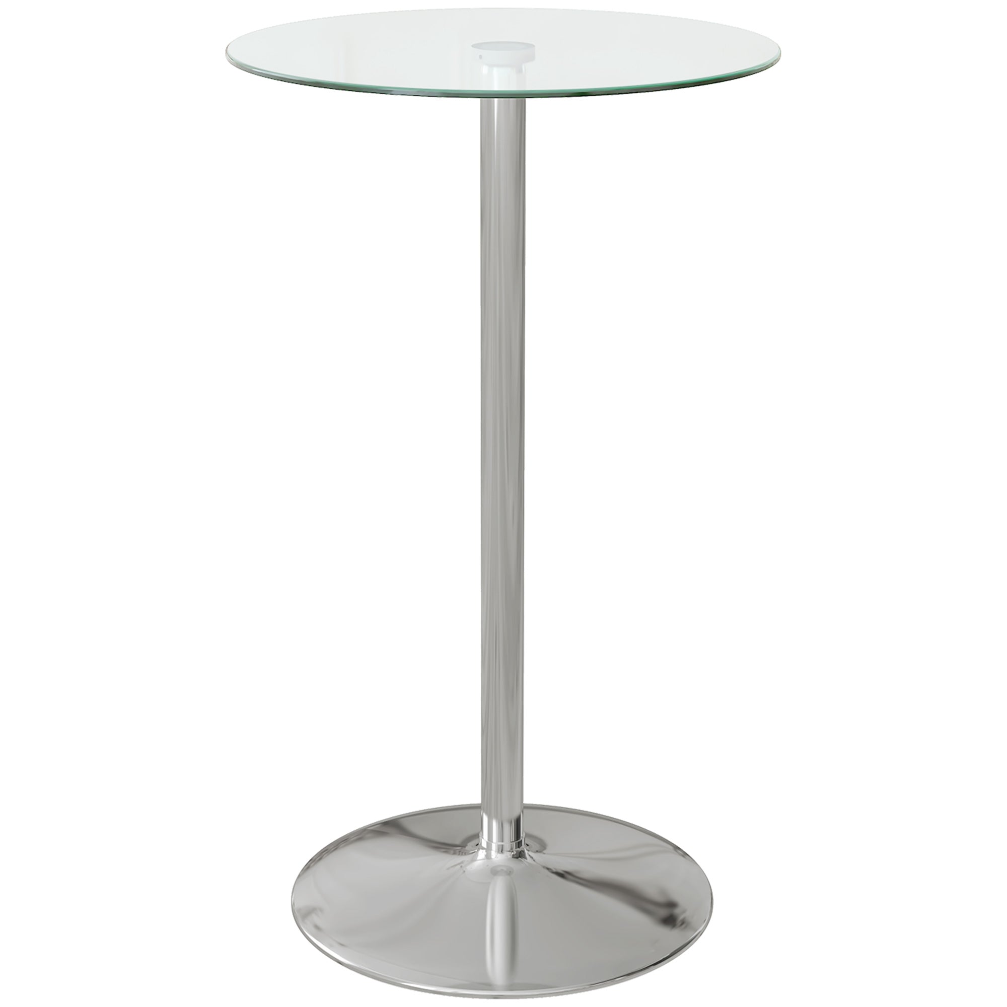 Round Bar Table, Modern Bistro Table with Tempered Glass Top and Steel