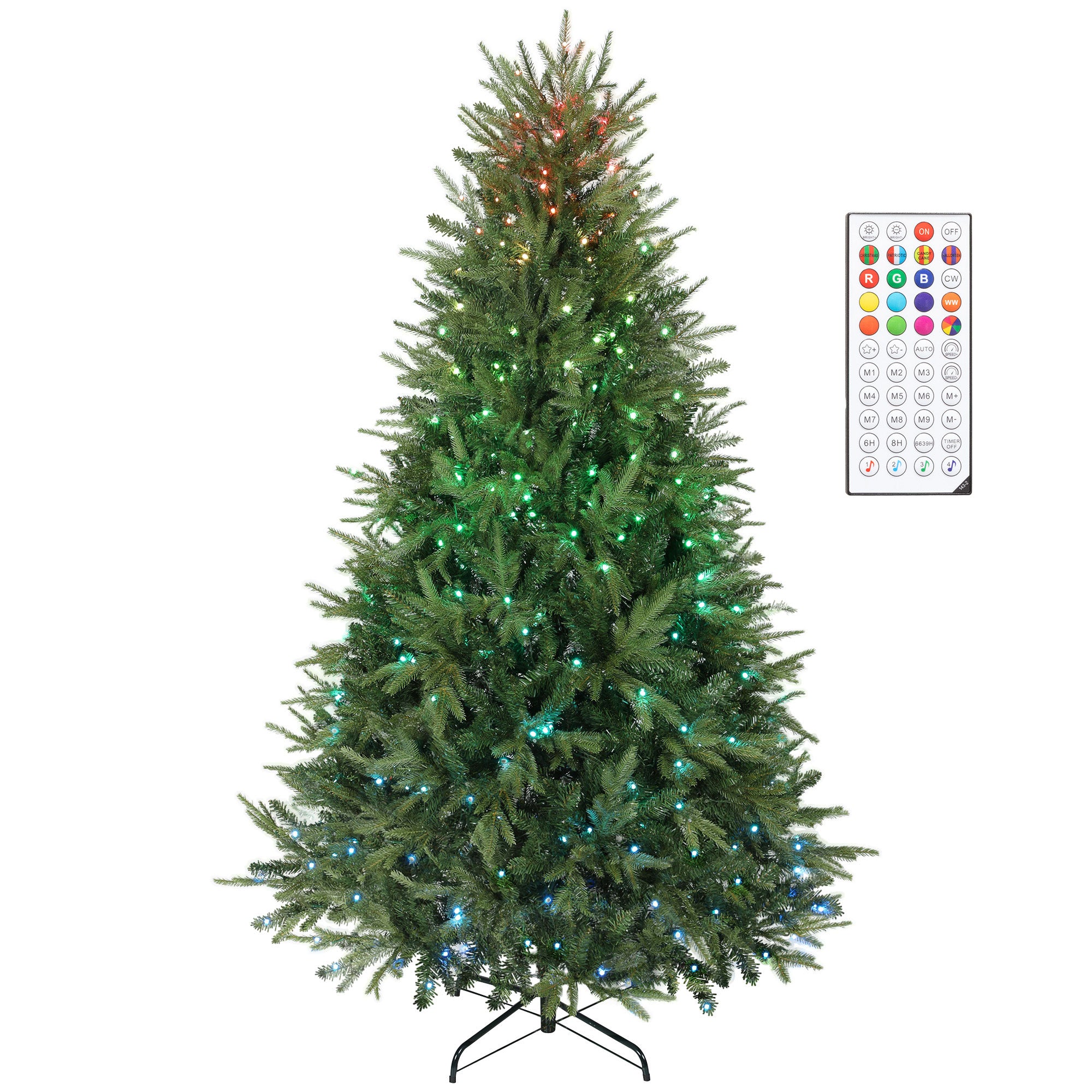 HOMCOM 6.5ft Prelit Christmas Tree with Colourful DIY LEDs, Frasier ...